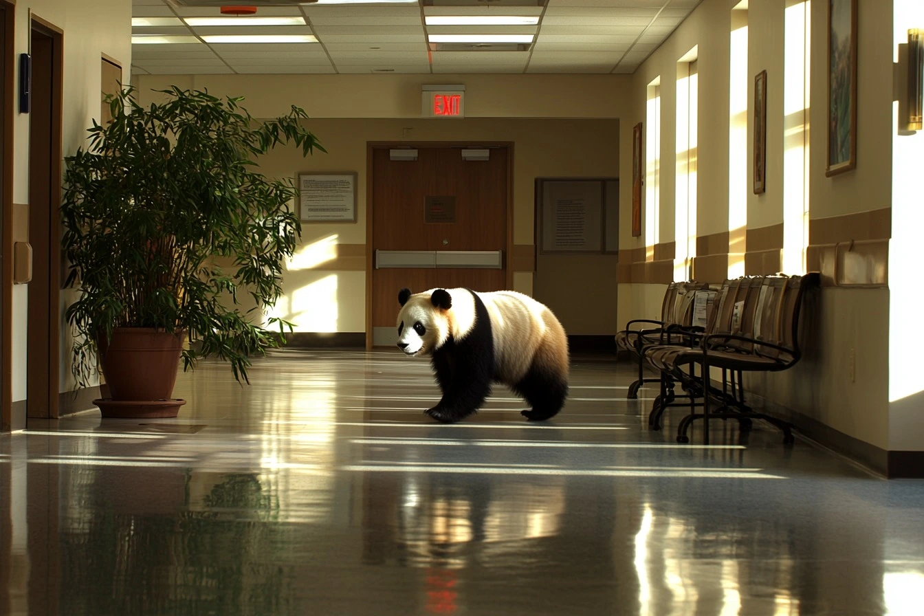 L'orso panda irrompe in ospedale: l'infermiera è in lacrime per quello ...